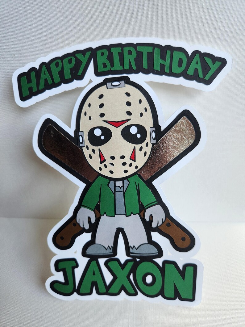 Custom Jason Voorhees Birthday Banner, Confetti, Cake Topper Bundle ...