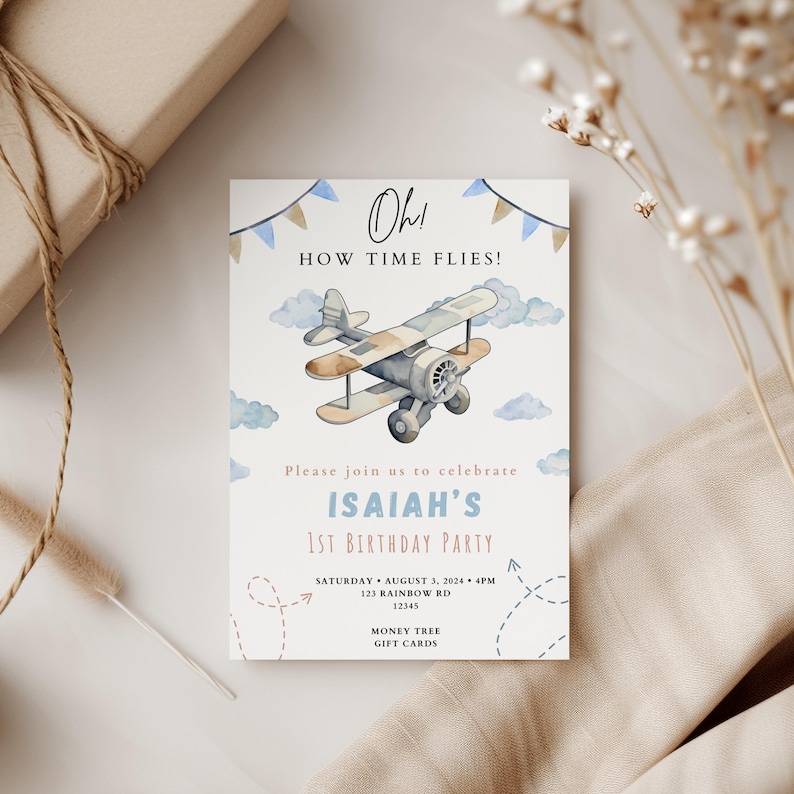 Oh! How Time Flies! Invitation | 1st Birthday Boy | Baby Party Decor ...