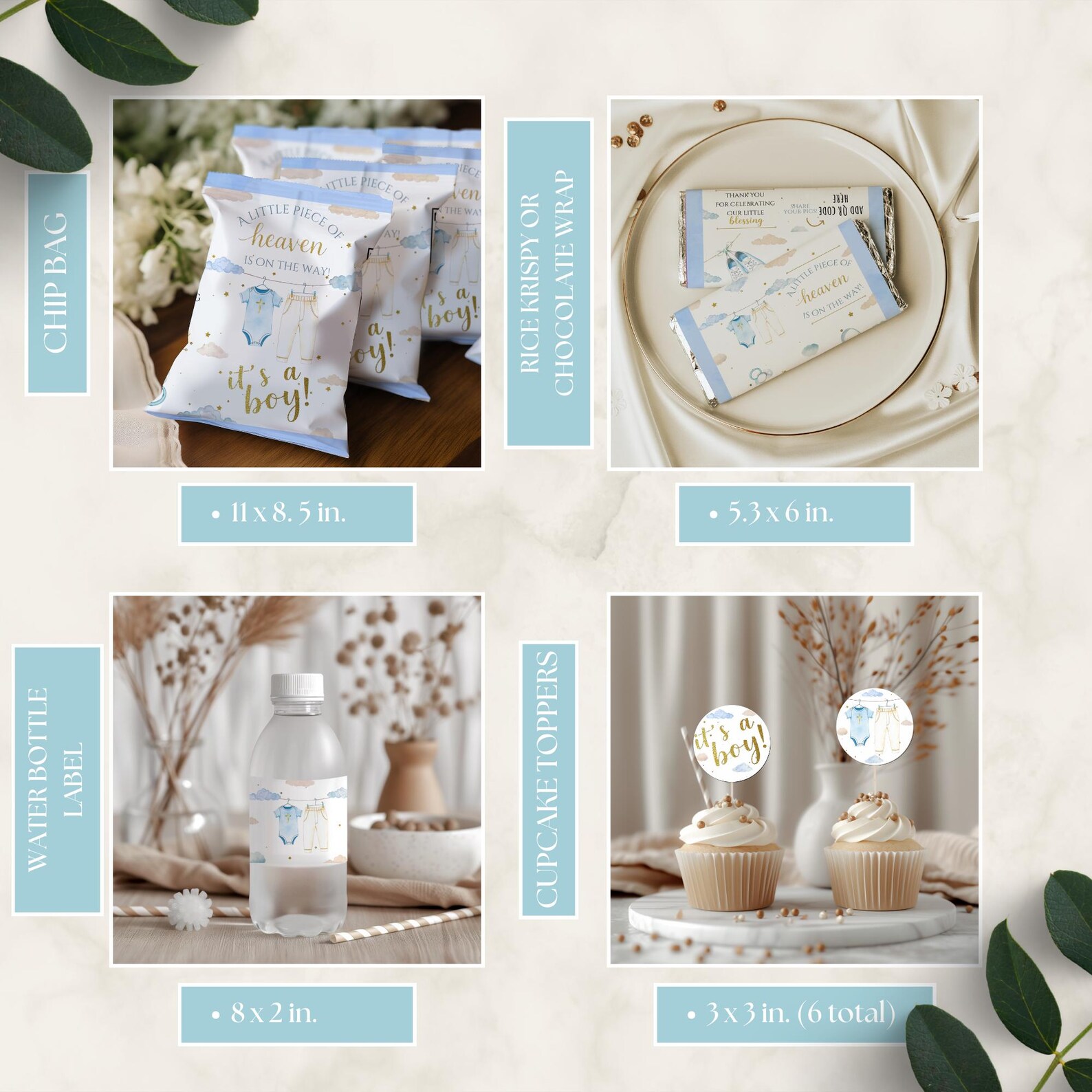 A Little Piece of Heaven is on the Way! Chip Bag Template | Boy Baby ...