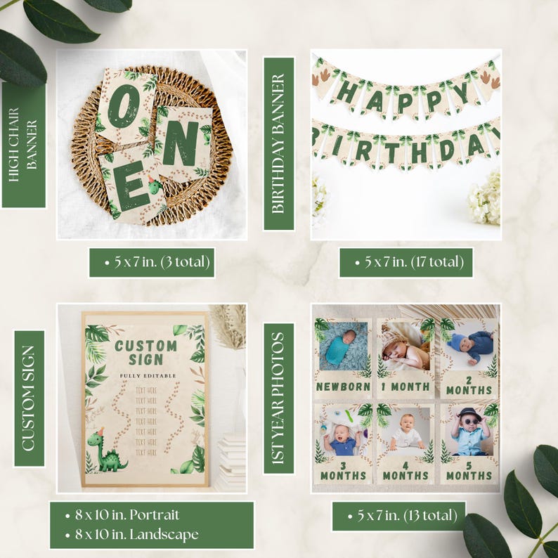 One-a-saurus Birthday Bundle | Invitation | 1st Birthday Boy | Baby ...