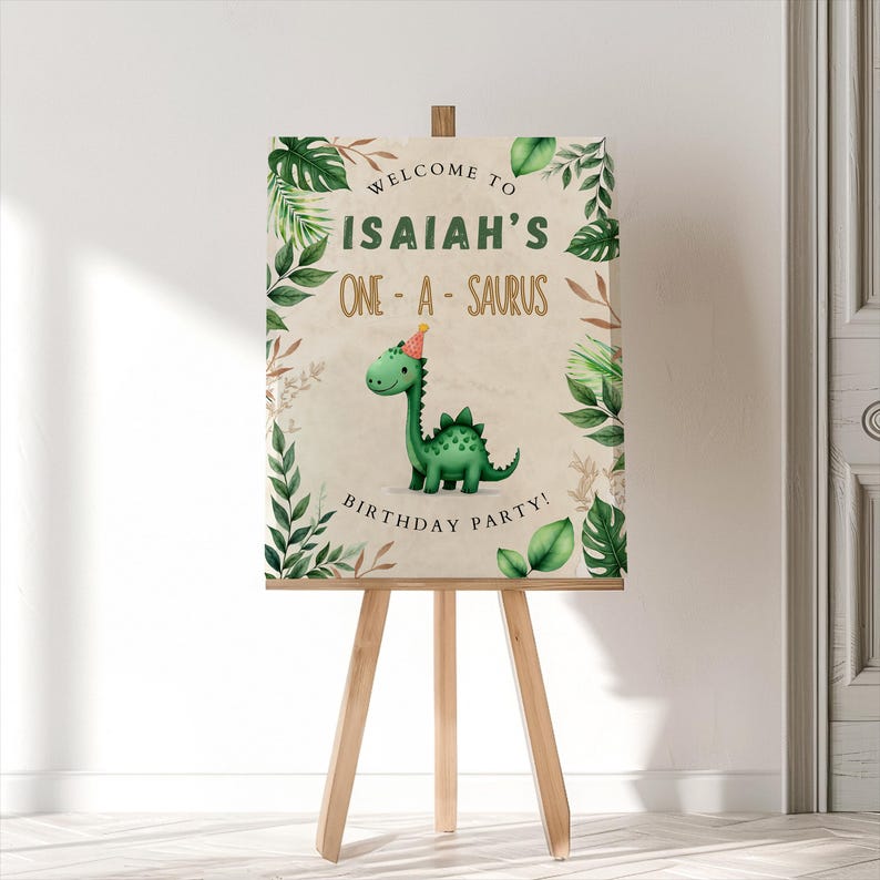 One-a-saurus Welcome Sign | 1st Birthday Boy | Baby Party Decor ...