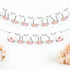 A Little Pumpkin is on Her Way! Welcome Banner | Fall | Baby Party ...