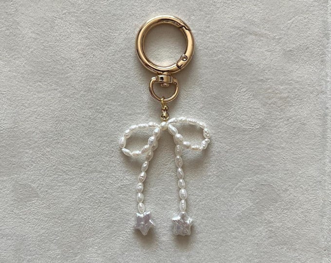 Y2K Pearl Keychain, Coquette White Bow Keychain, Coquette Charm, Gift ...