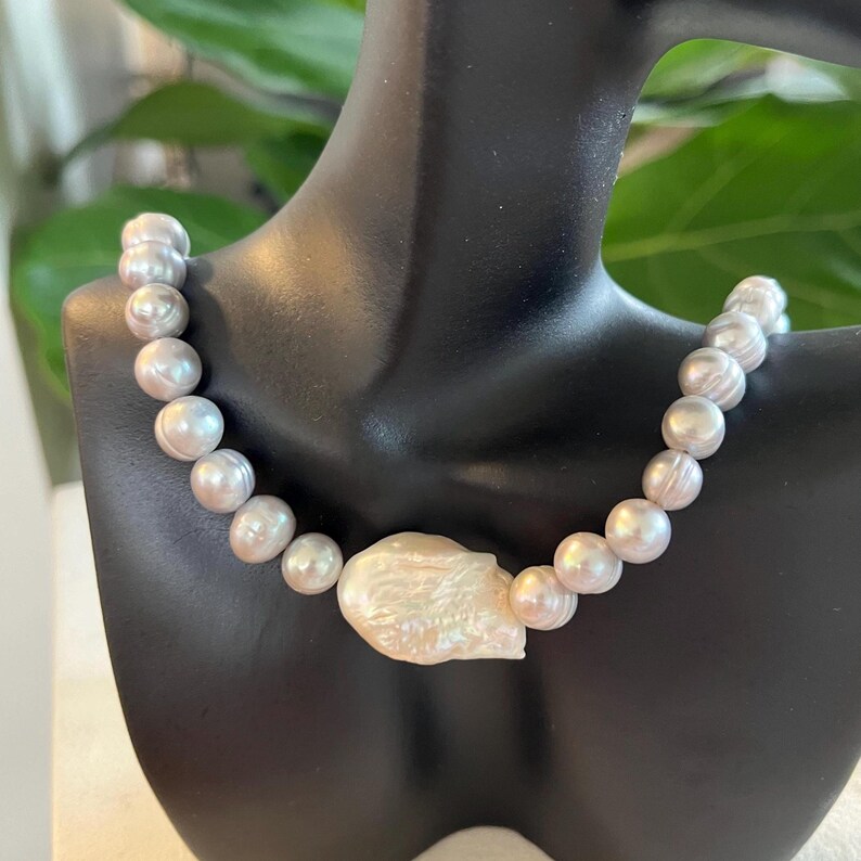 Freshwater Grey Pearl Necklace - Etsy