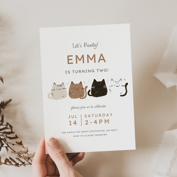 Cat Invitation - Etsy