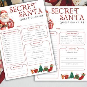 Office Gift Exchange Survey Form, Secret Santa Questionnaire for ...