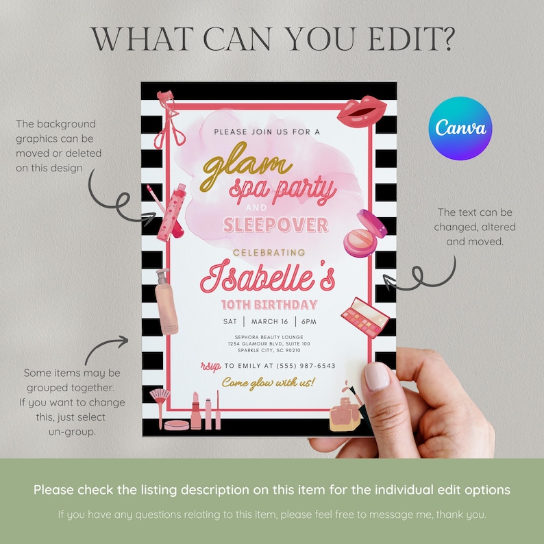 Editable Sephora Themed Glam Party Invitation, Glam Spa Birthday Party ...