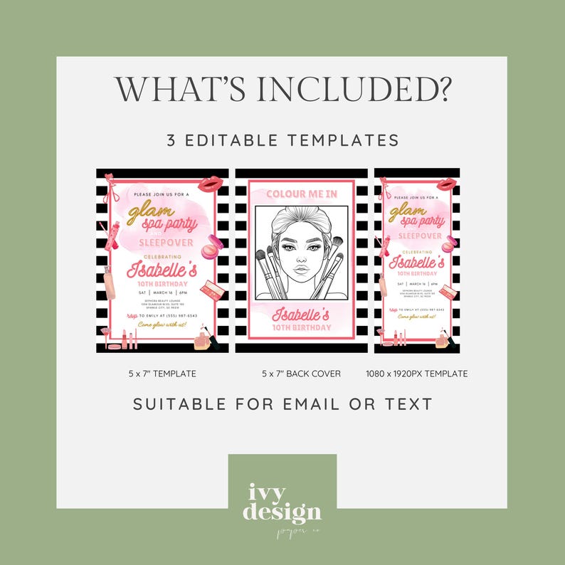 Editable Sephora Themed Glam Party Invitation, Glam Spa Birthday Party ...
