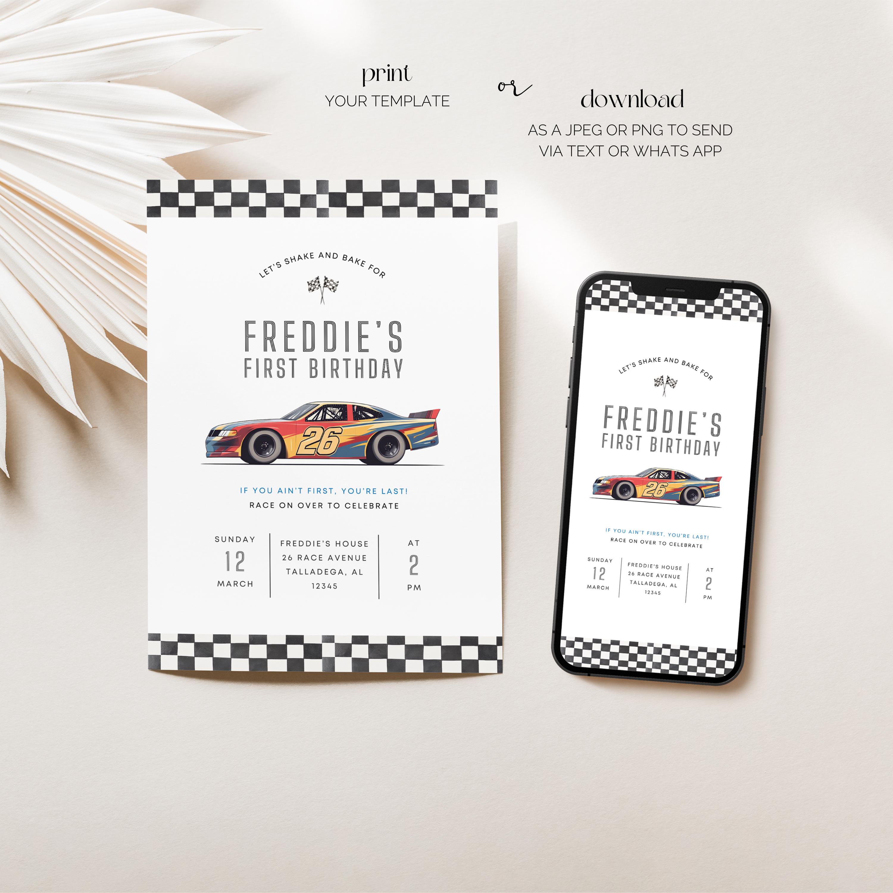 Talladega Birthday Invitation, Nascar Party, Boy Racing Invitation ...