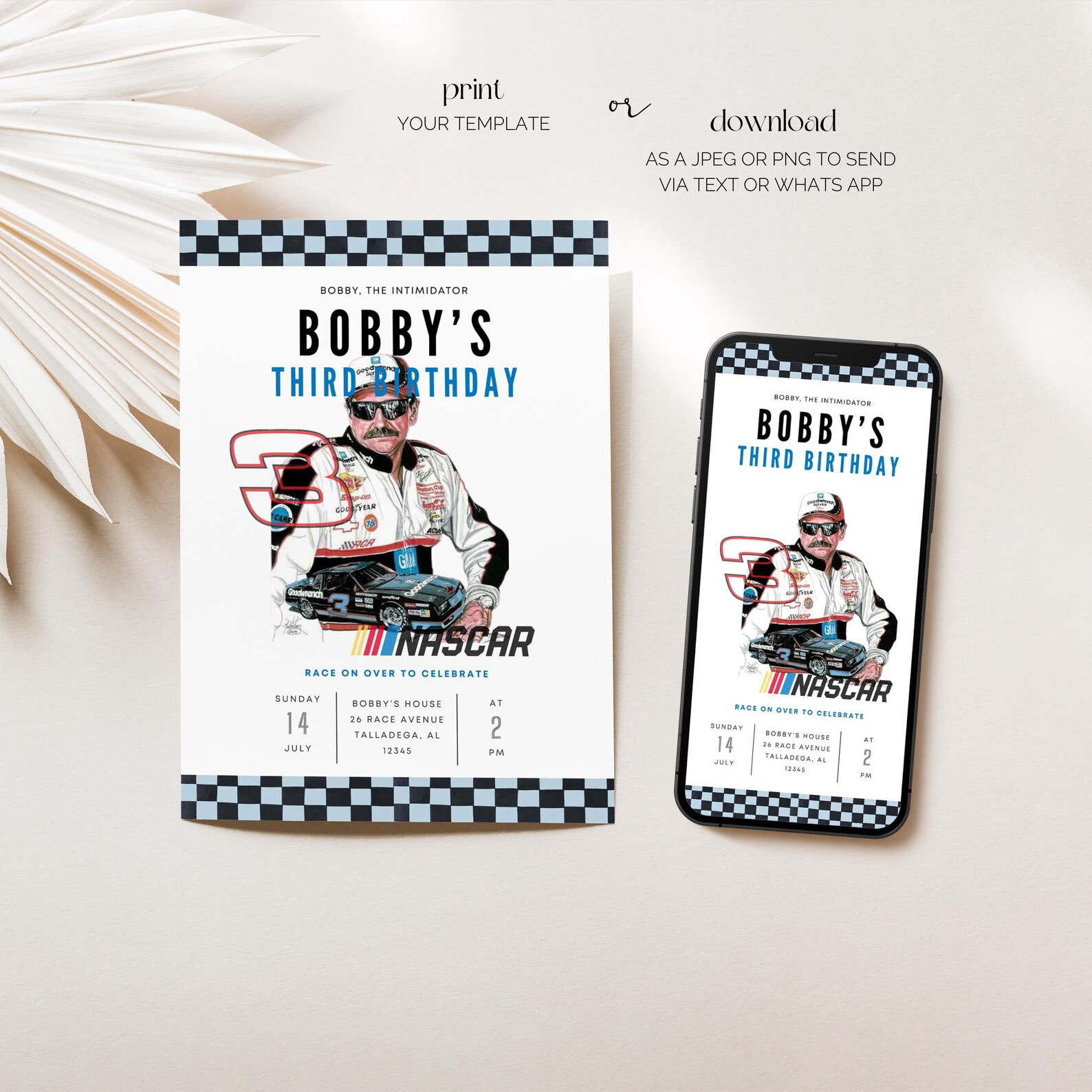 Dale Earnhardt Nascar Birthday Digital Invitation, Nascar Party, Boy ...