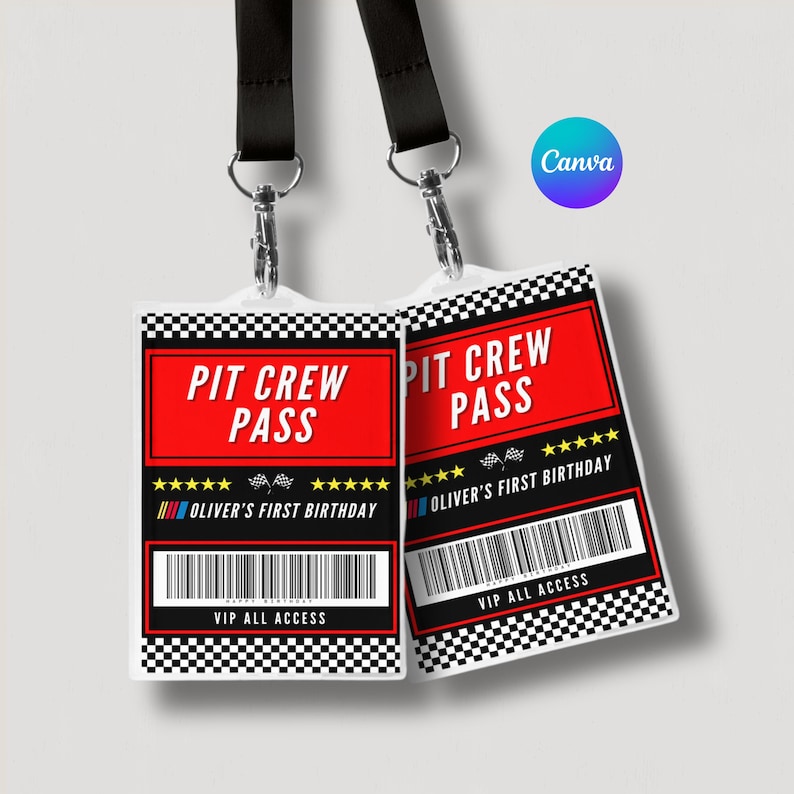 Pit Crew Badge, VIP All Access Pass, Talladega Birthday, Nascar Party ...