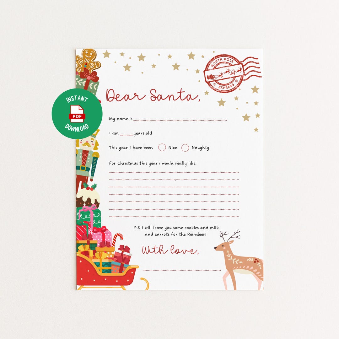 Kids Christmas Wish List, Printable Gift Wish List, Children's Xmas ...