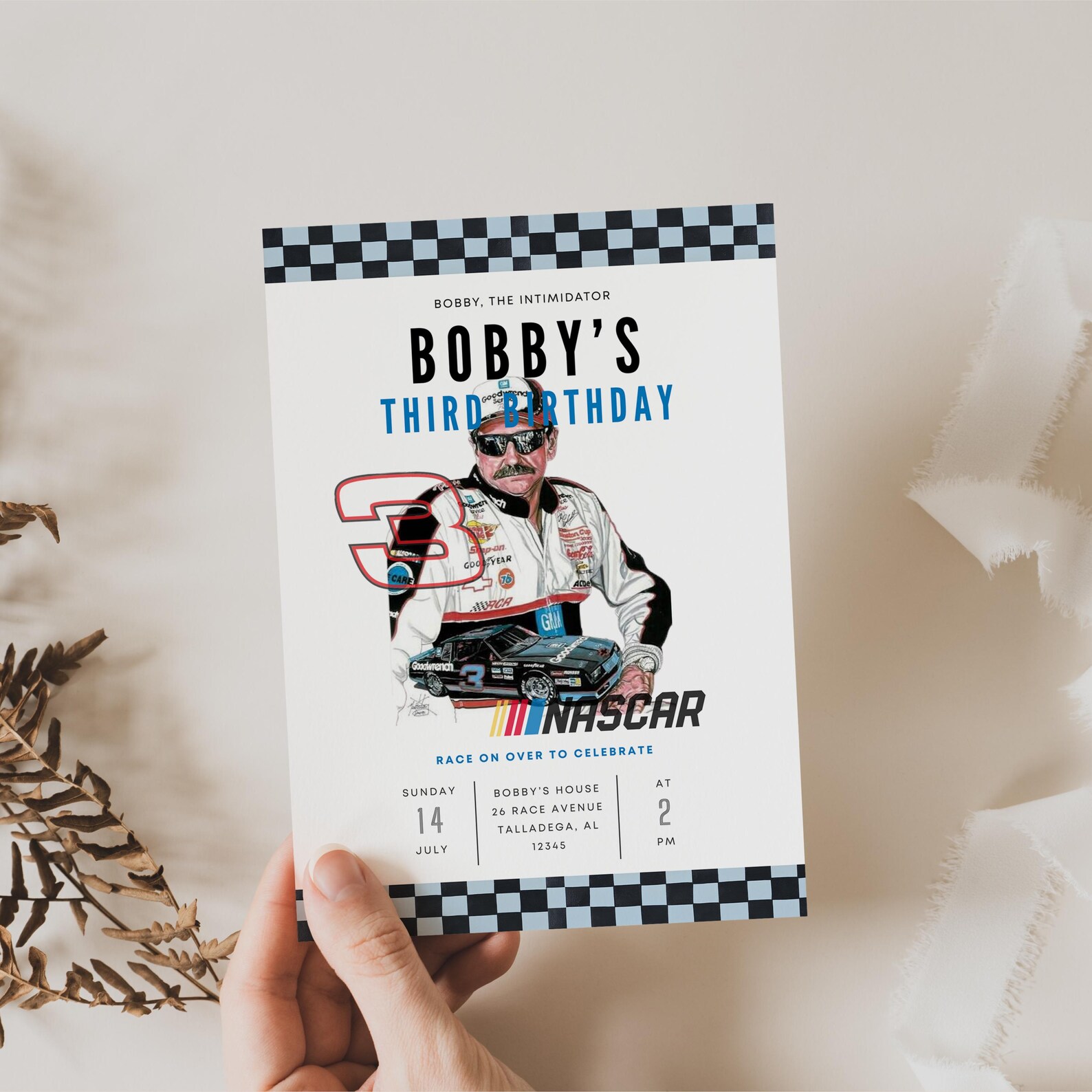 Dale Earnhardt Nascar Birthday Digital Invitation, Nascar Party, Boy ...