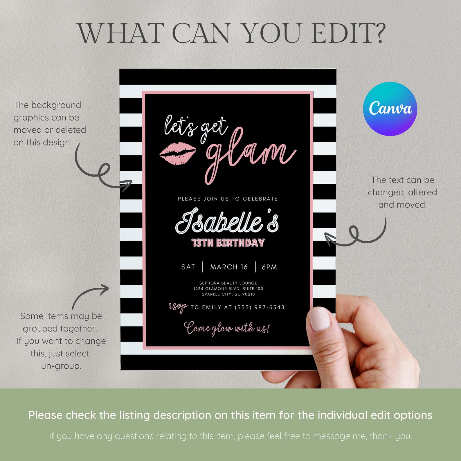 Editable Sephora Themed Glam Party Invitation, Glam Spa Birthday Party ...