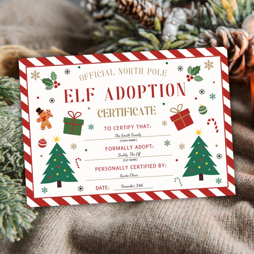 Elf Adoption Certificate Christmas Shelf Elf Adopt an Elf Letter ...