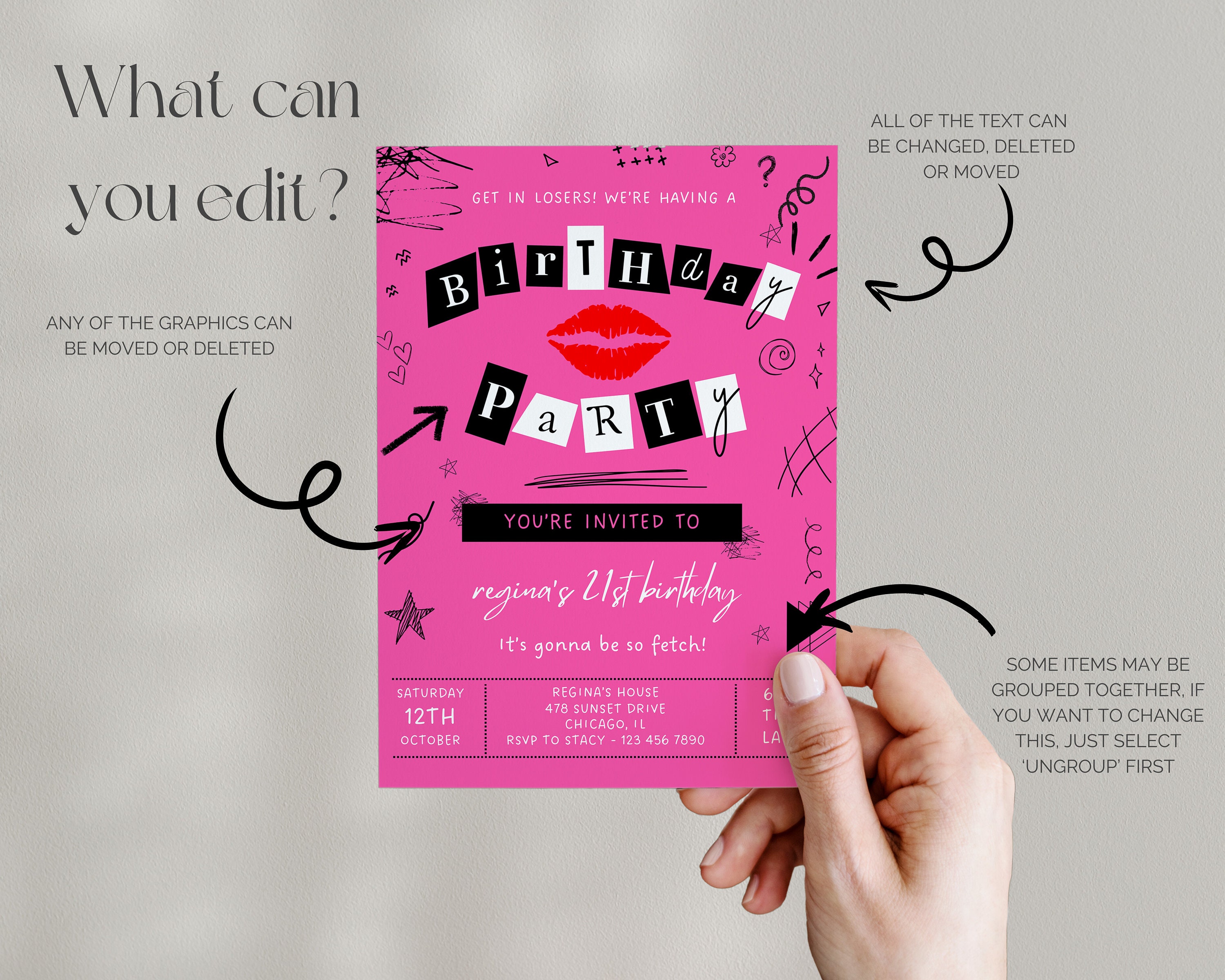 Burn Book Inspired Birthday Party Invitation, Girl's Night Birthday ...