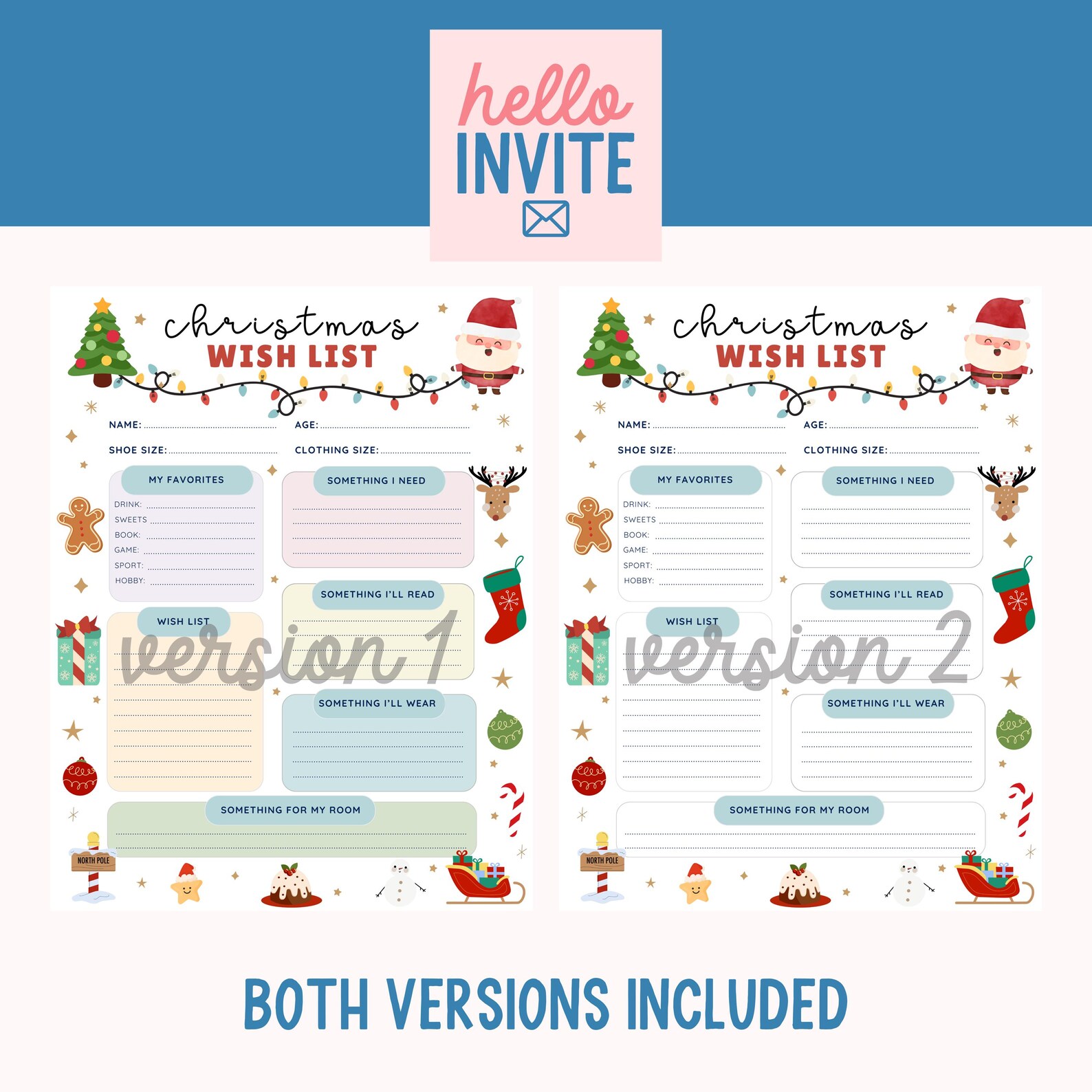 Kids Christmas Wish List, Printable Gift Wish List, Children's Xmas ...