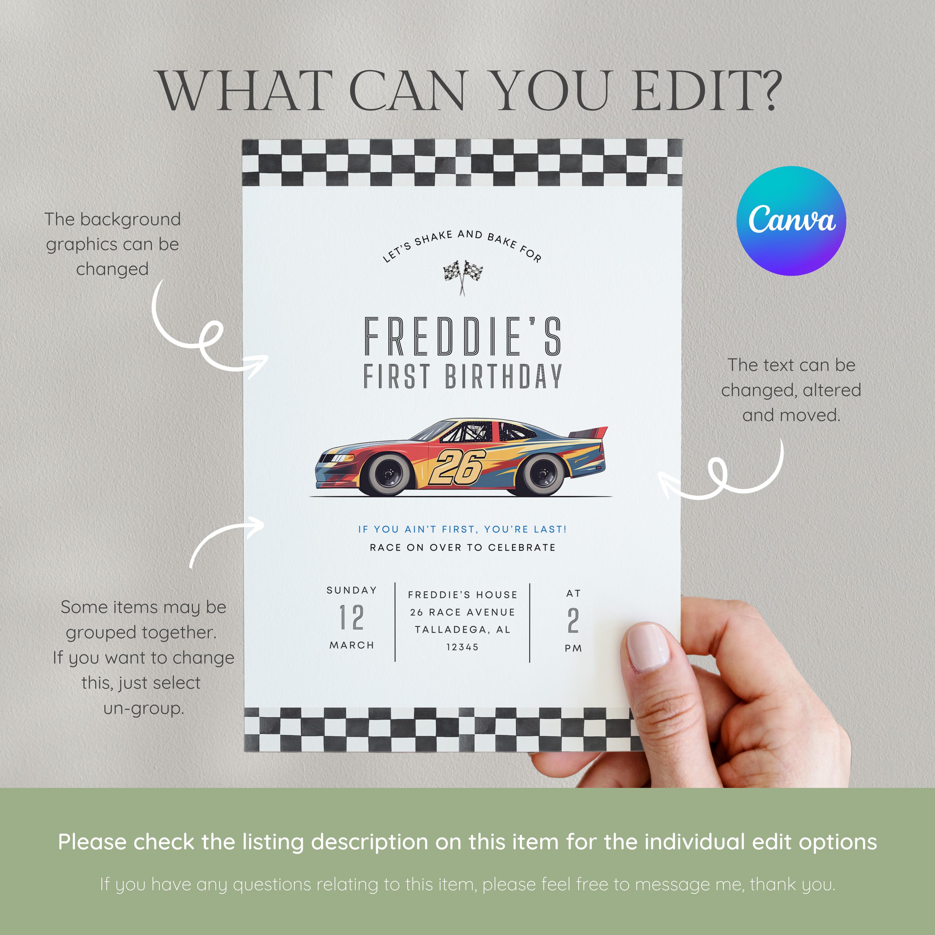 Talladega Birthday Invitation, Nascar Party, Boy Racing Invitation ...