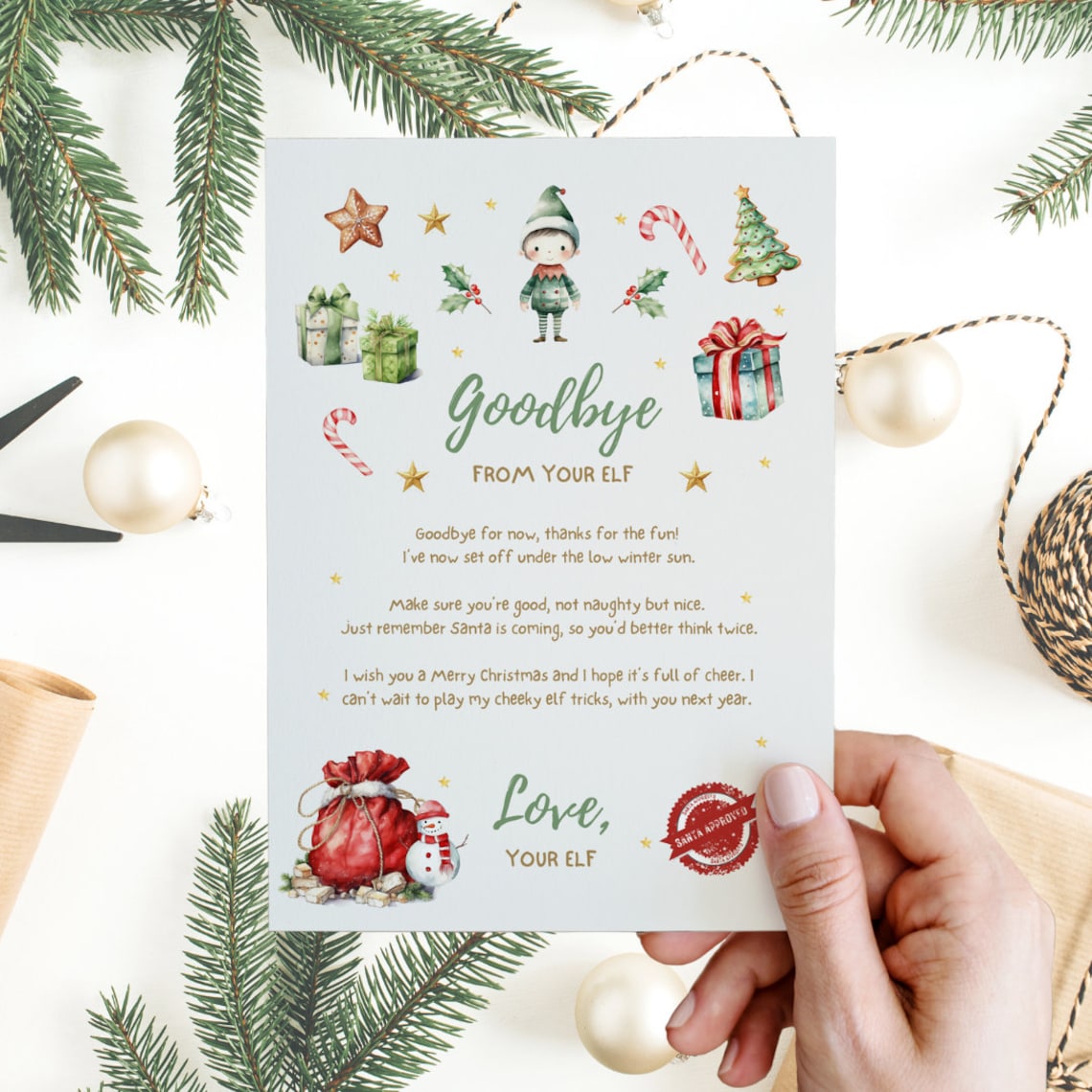 Christmas Elf Goodbye Letter Template, Christmas Boy Elf Letter ...