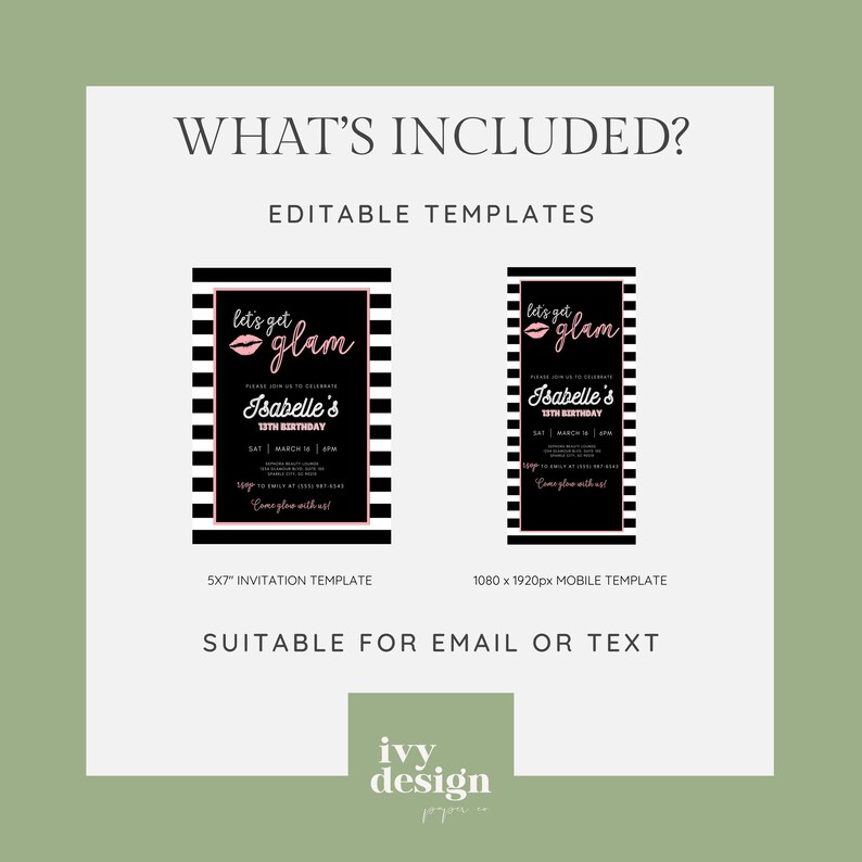 Editable Sephora Themed Glam Party Invitation, Glam Spa Birthday Party ...