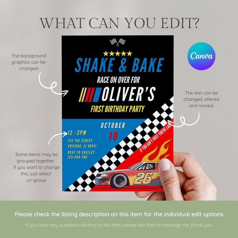 Talladega Birthday Invitation, Nascar Party, Boy Racing Invitation ...