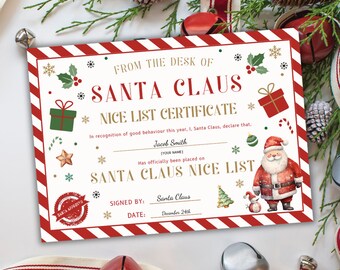 Editable Letter From Santa, Nice List Certificate, Christmas Santa ...