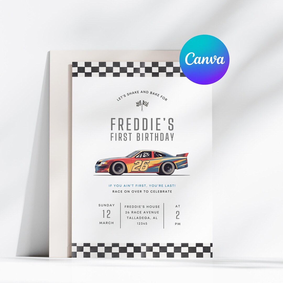 Talladega Birthday Invitation, Nascar Party, Boy Racing Invitation ...