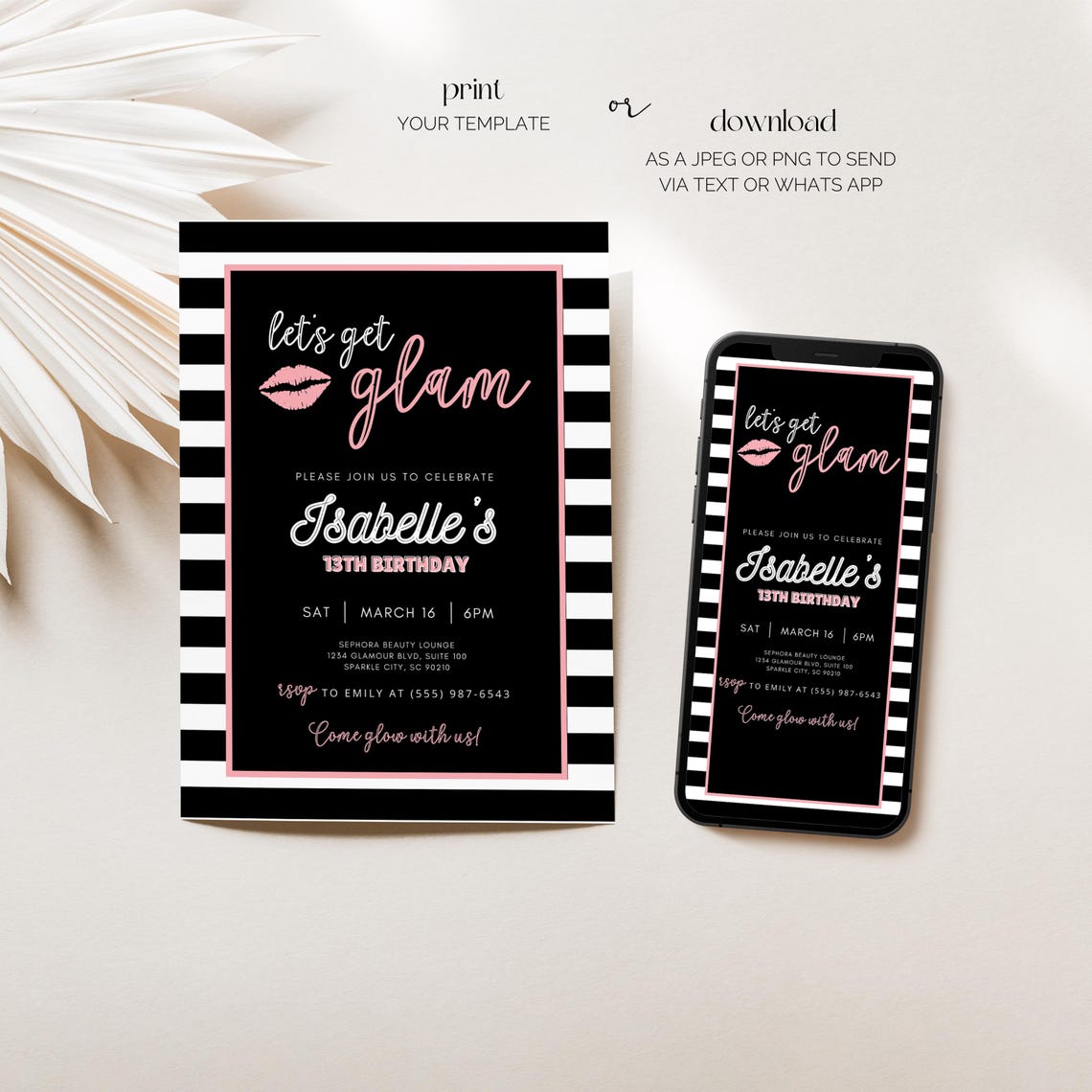 Editable Sephora Themed Glam Party Invitation, Glam Spa Birthday Party ...
