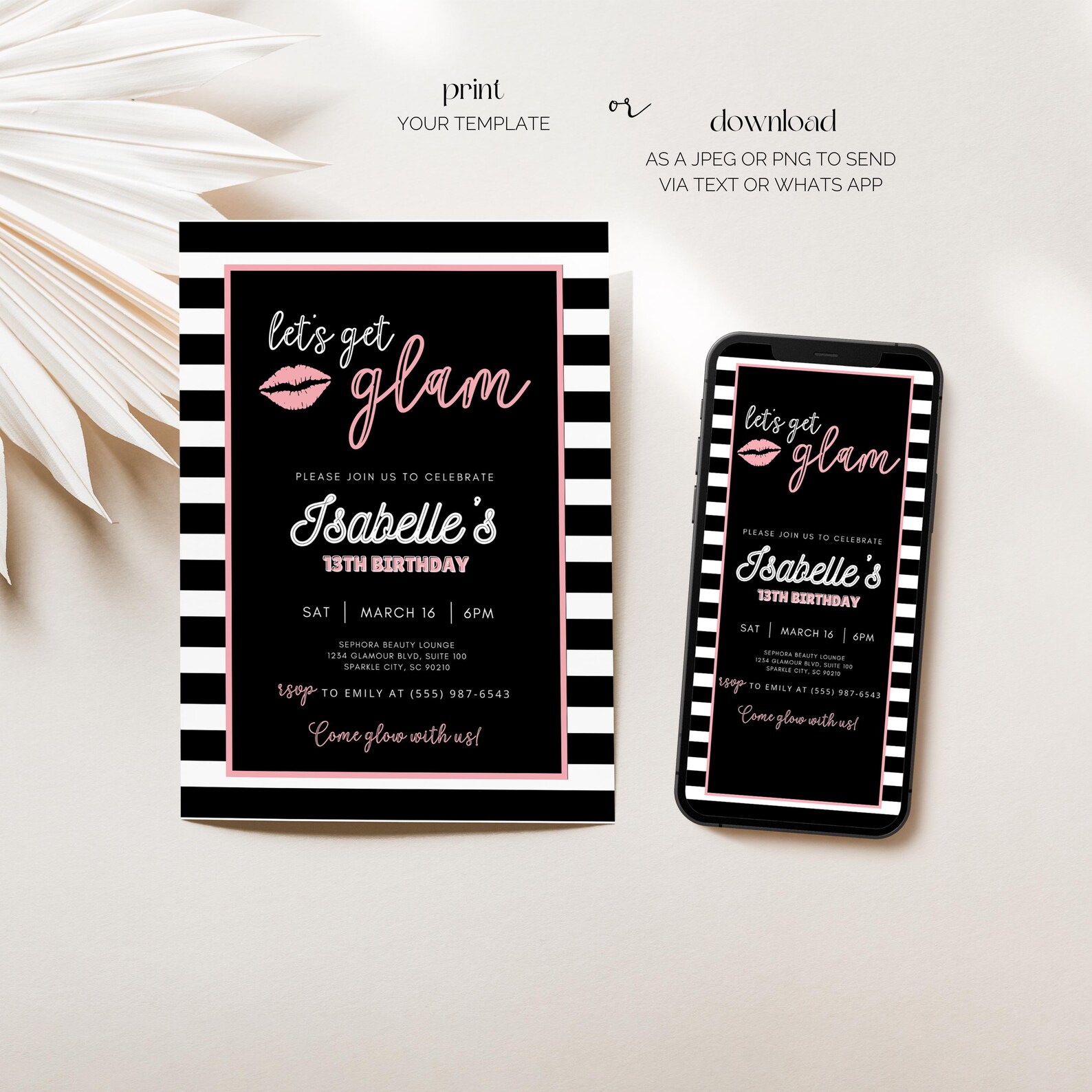 Editable Sephora Themed Glam Party Invitation, Glam Spa Birthday Party ...