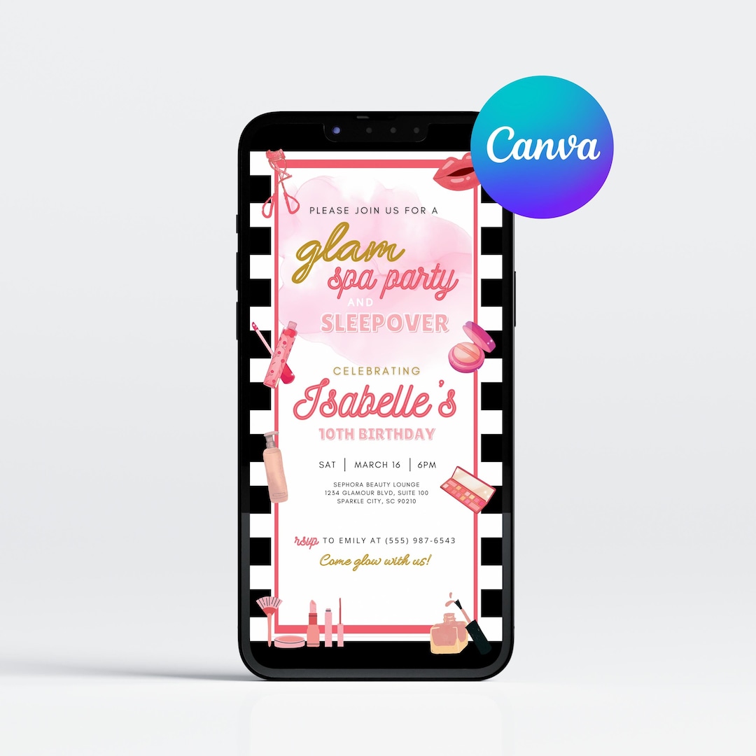 Editable Sephora Themed Glam Party Invitation, Glam Spa Birthday Party ...