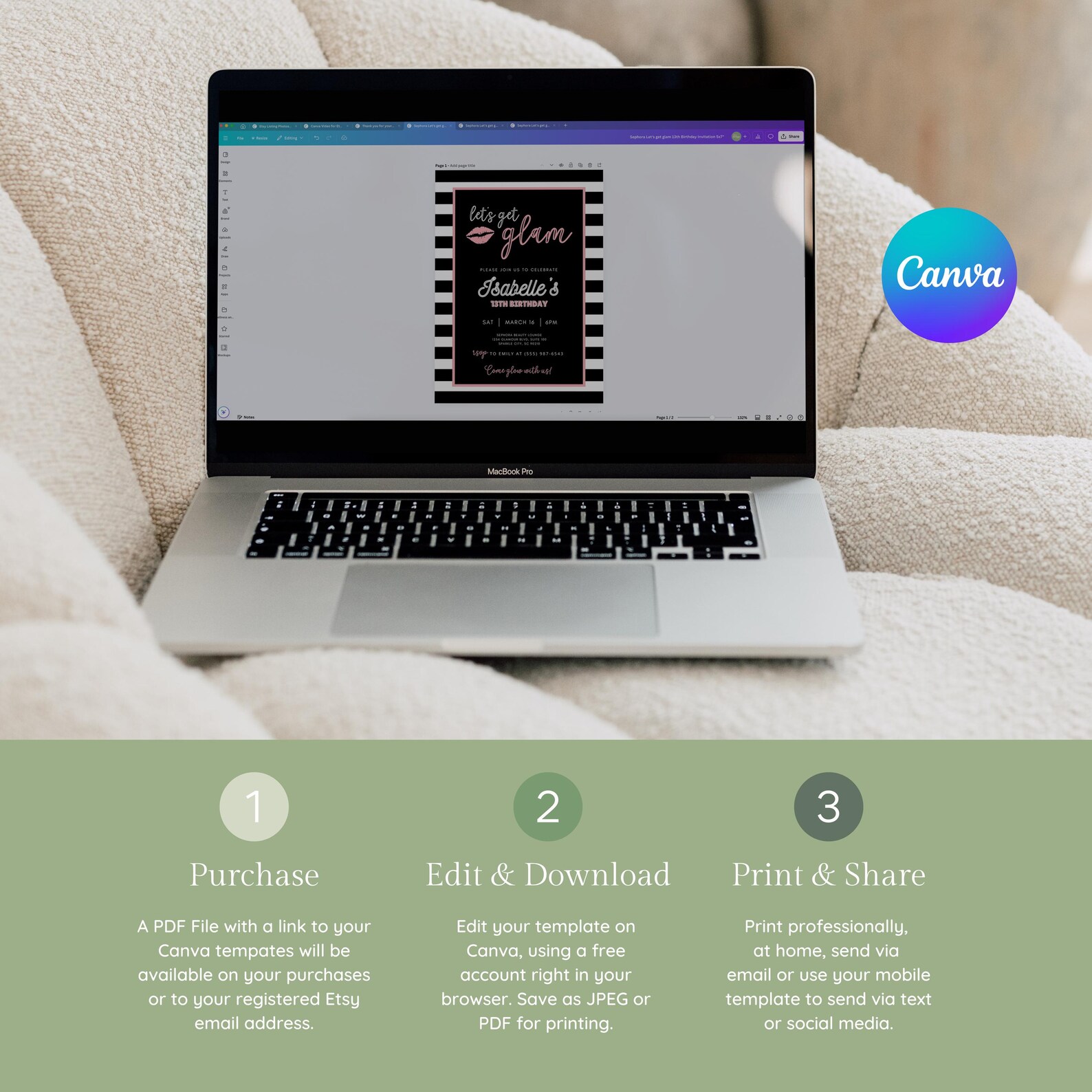 Editable Sephora Themed Glam Party Invitation, Glam Spa Birthday Party ...