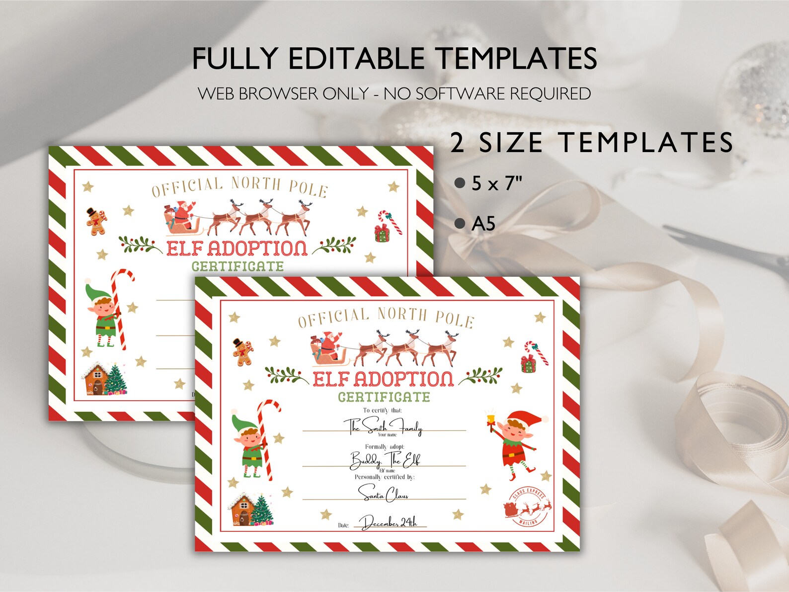Editable Elf Adoption Certificate | Instant Download | Elf Adoption ...