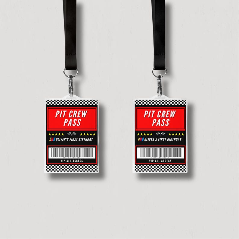 Pit Crew Badge, VIP All Access Pass, Talladega Birthday, Nascar Party ...