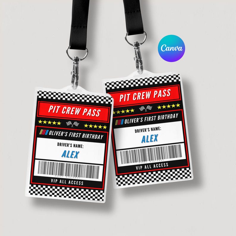 Pit Crew Badge, VIP All Access Pass, Talladega Birthday, Nascar Party ...
