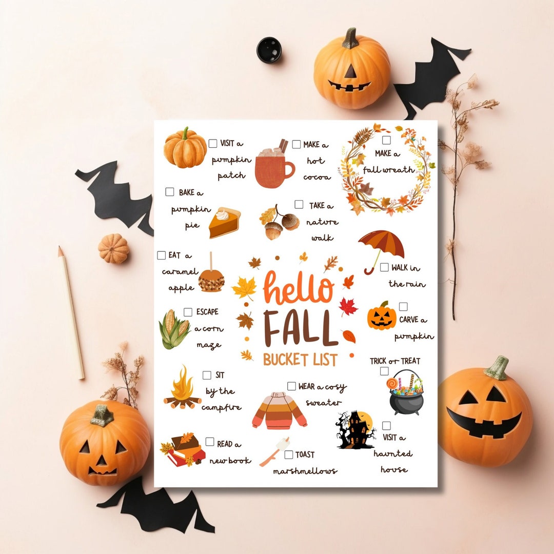 Fall Bucket List| Custom Bucket List | Printable Autumn Bucket List ...