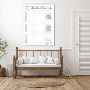 Printable Fall Calendar Poster, Fall Bucket List Poster, Fall ...