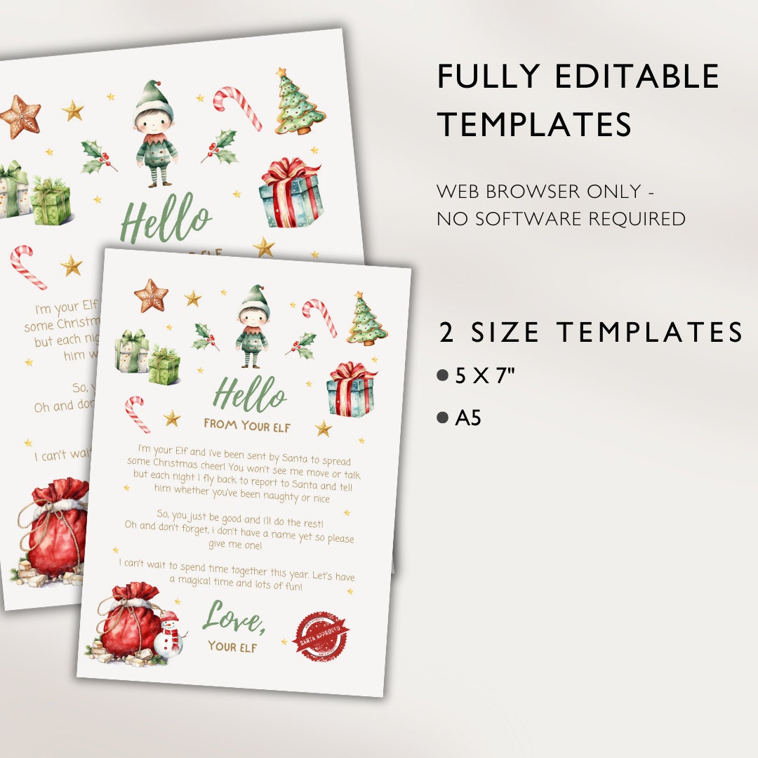 Editable Elf Arrival Letter, Christmas Elf Welcome Letter, Festive ...