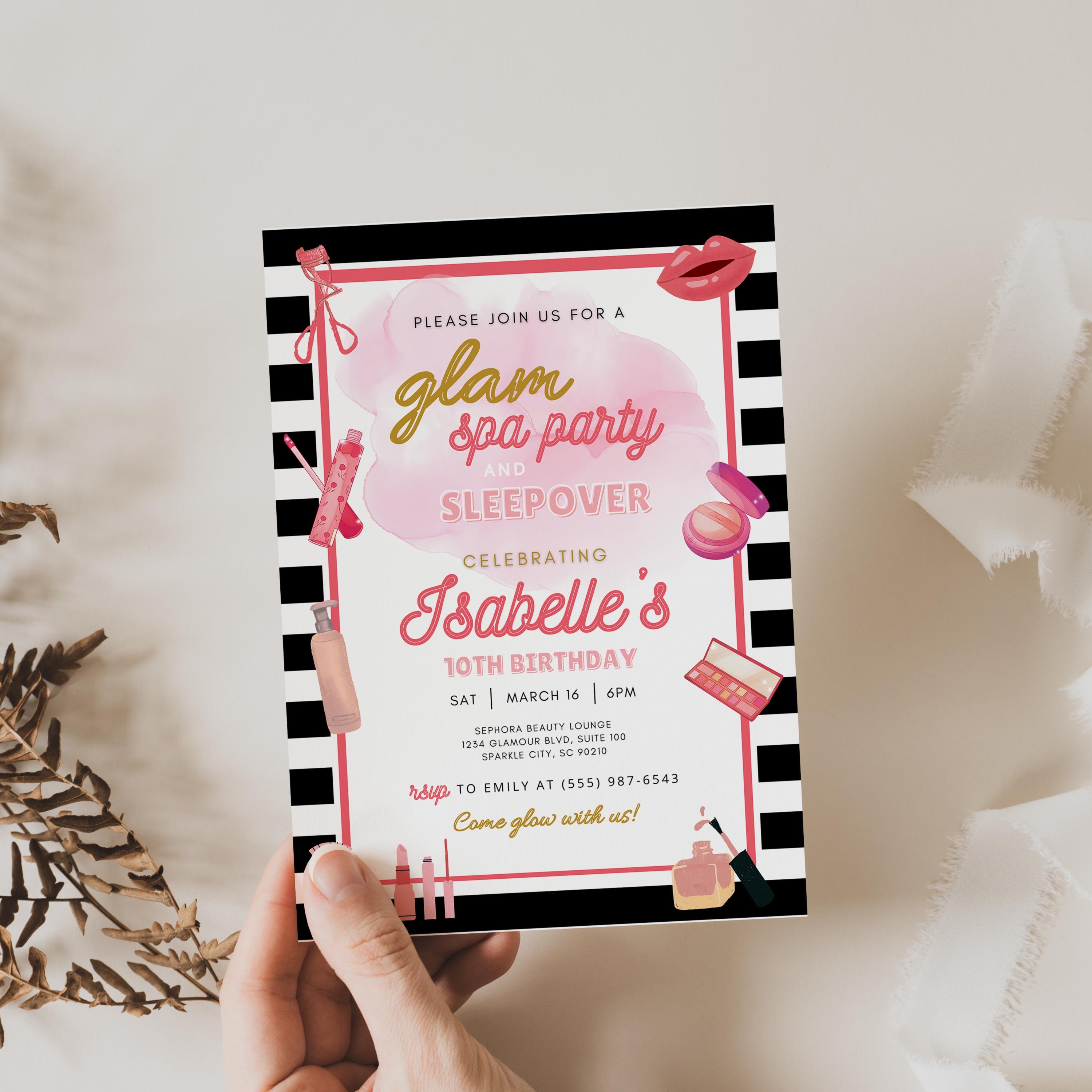 Editable Sephora Themed Glam Party Invitation, Glam Spa Birthday Party ...