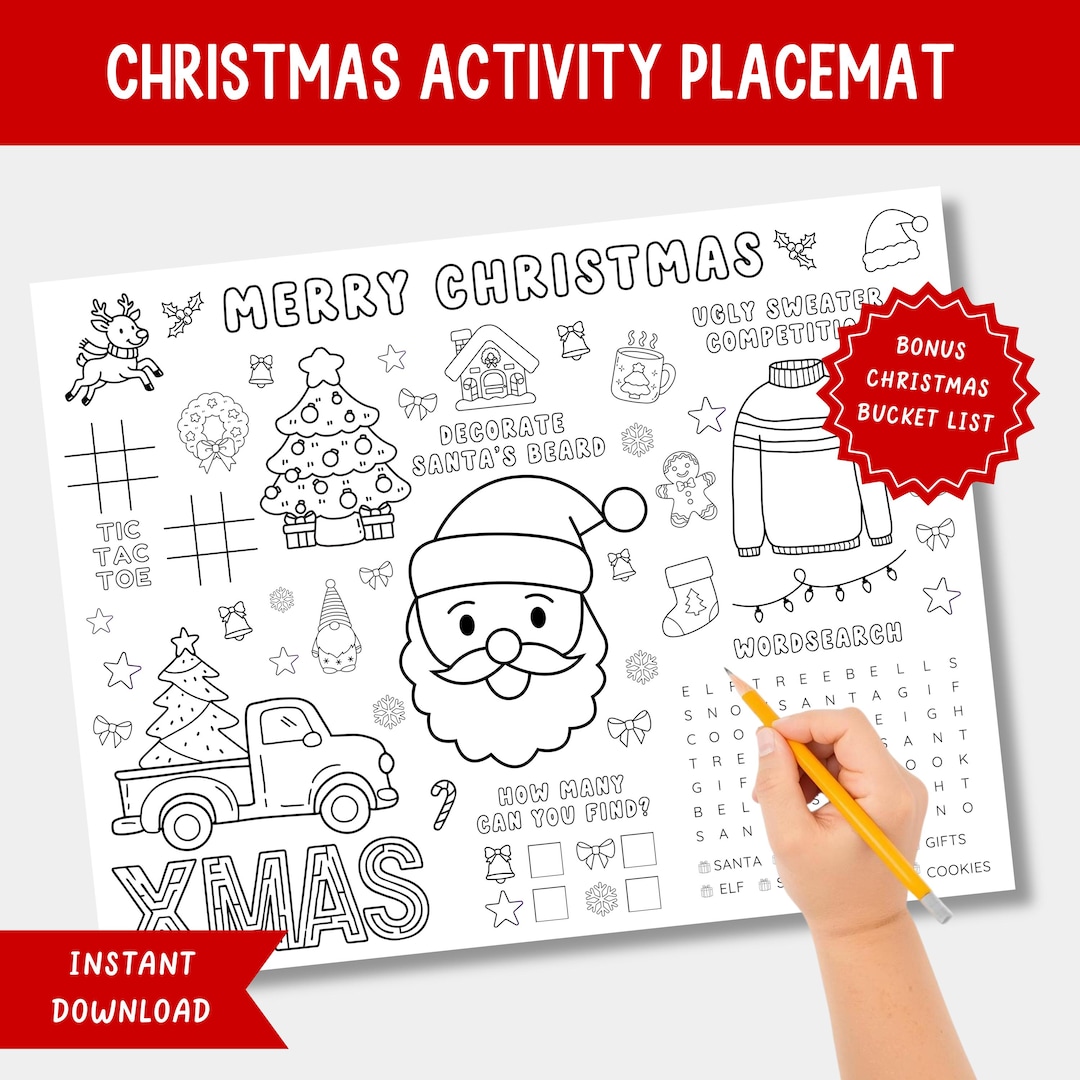 Christmas Activity Page for Kids, Printable Custom Christmas Coloring ...