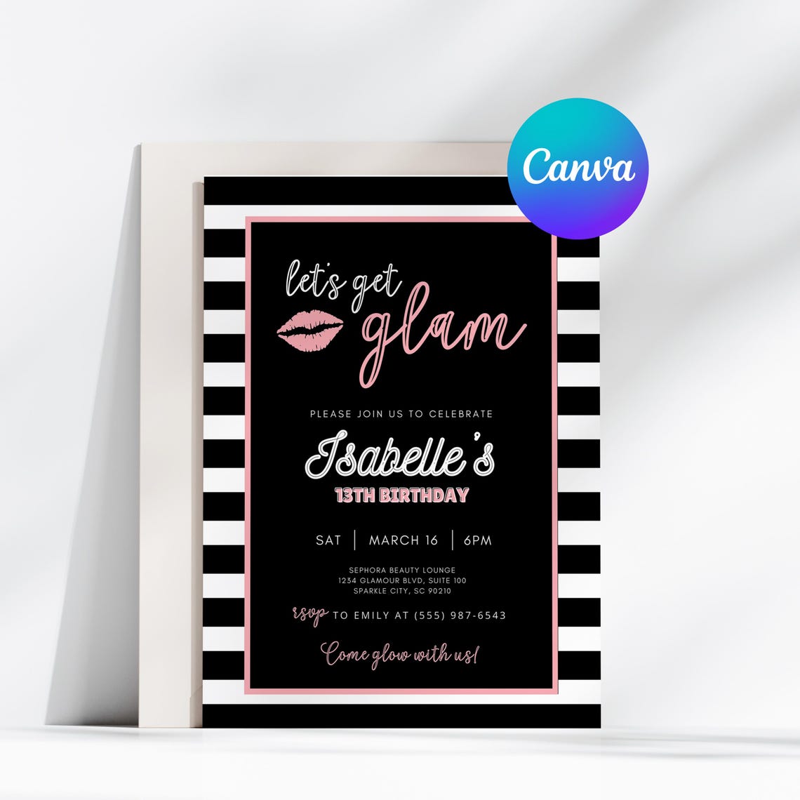 Editable Sephora Themed Glam Party Invitation, Glam Spa Birthday Party ...