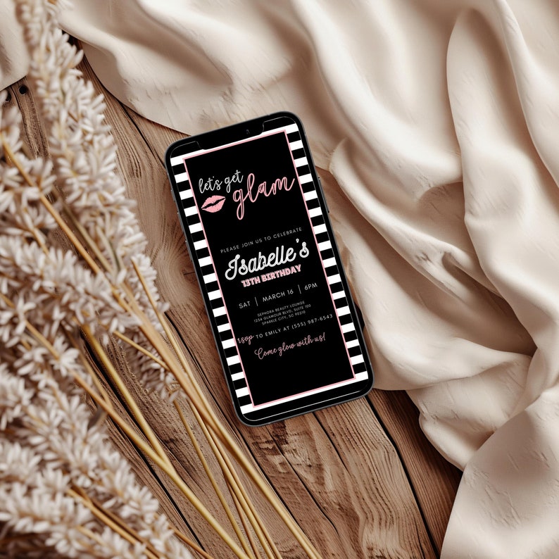 Editable Sephora Themed Glam Party Invitation, Glam Spa Birthday Party ...
