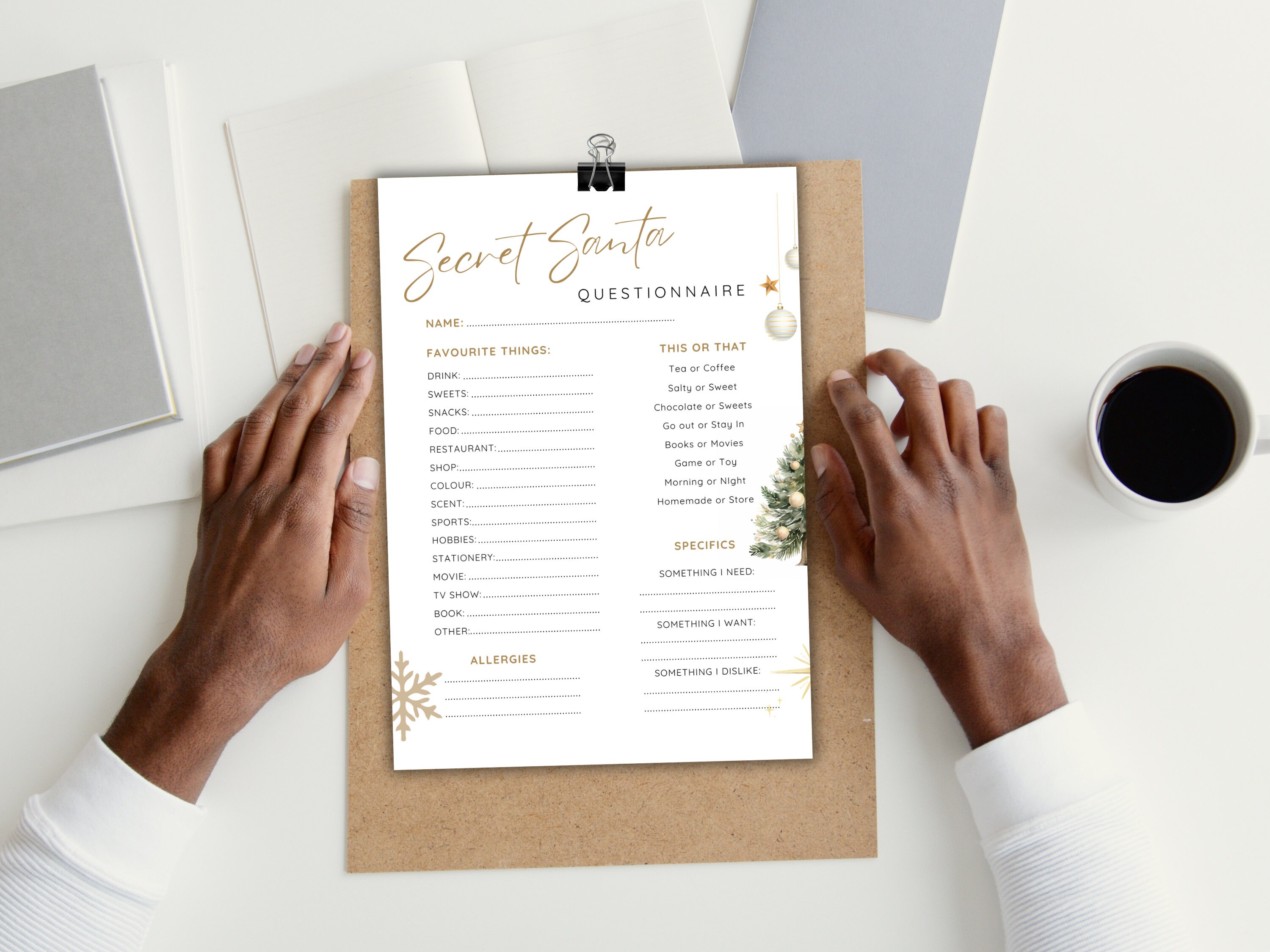 Printable Secret Santa Gift Exchange Questionnaire, Office Gift ...