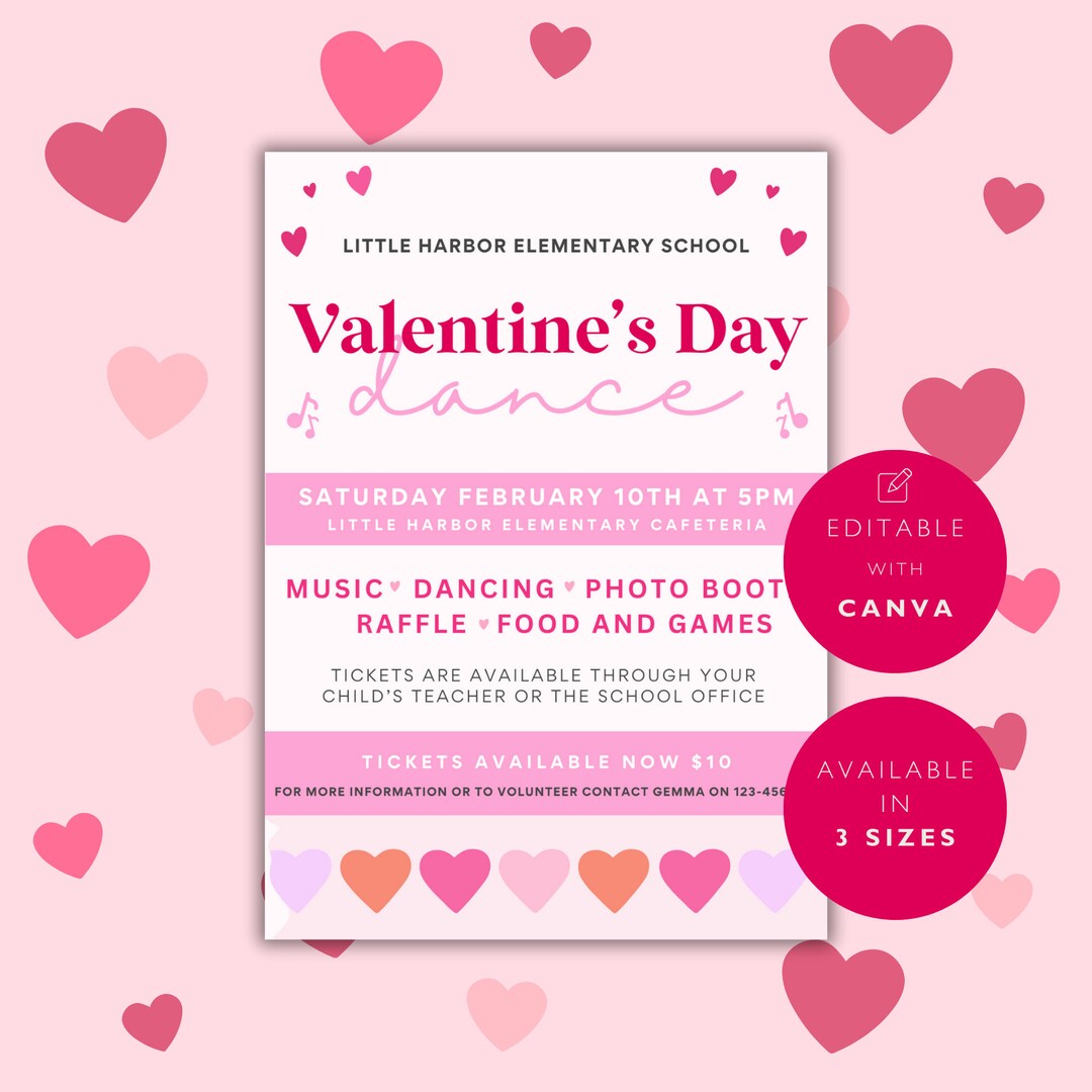 Editable School Sweetheart Dance Flyer, Instant Download, Father ...
