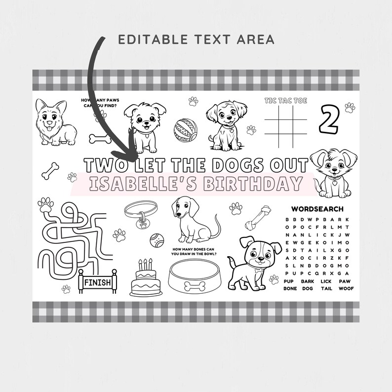 Two Let the Dogs Out Birthday Activity & Coloring Page, Second Birthday ...