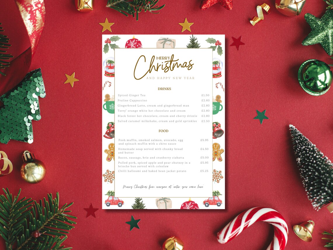 Christmas Cafe Menu | Coffee Shop Menu | Modern Restaurant Menu ...