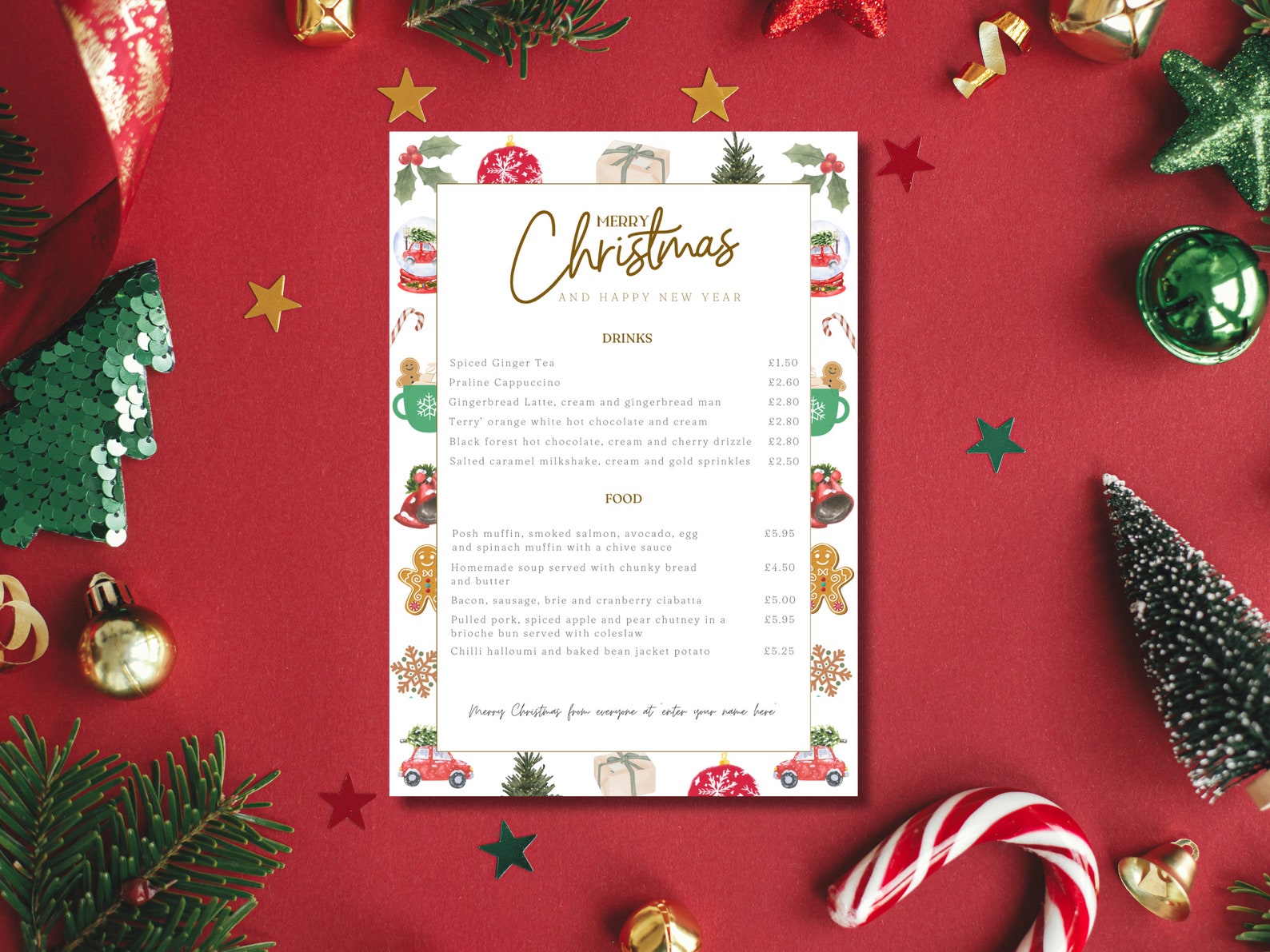 Christmas Cafe Menu | Coffee Shop Menu | Modern Restaurant Menu ...