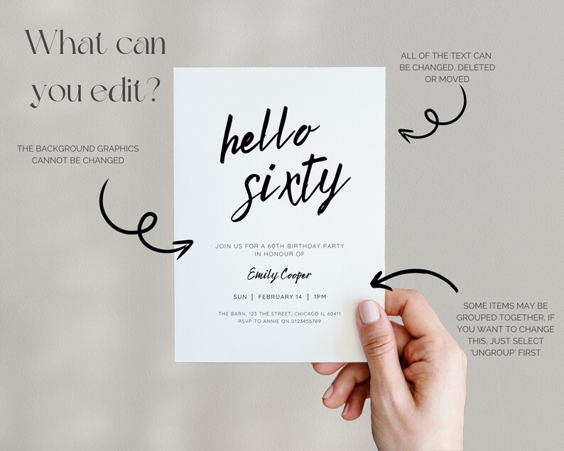 60th Birthday Text Invitation, 60th Invite Template, Digital 60th ...
