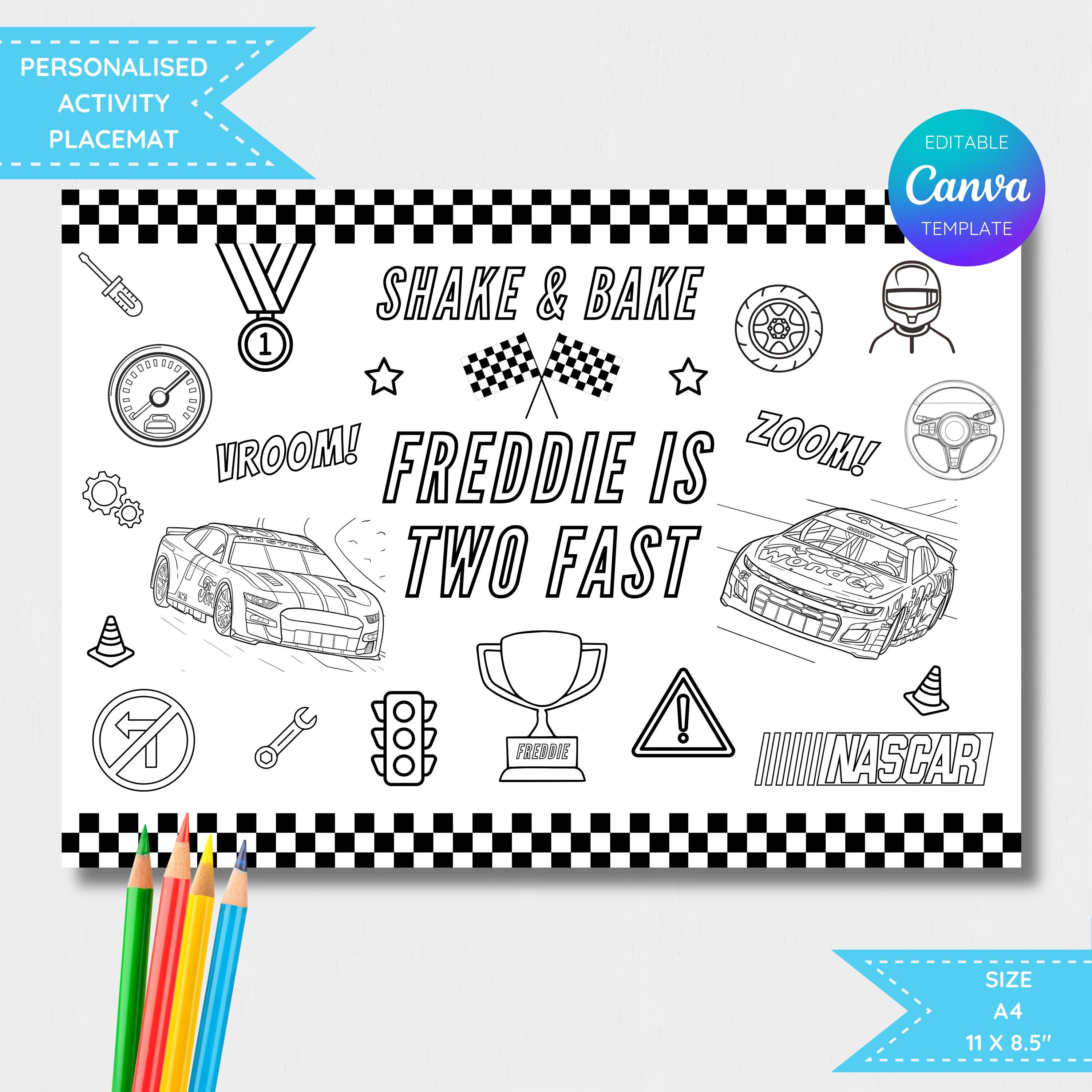Editable Race Car Activity & Coloring Page, Two Fast Racing Party ...