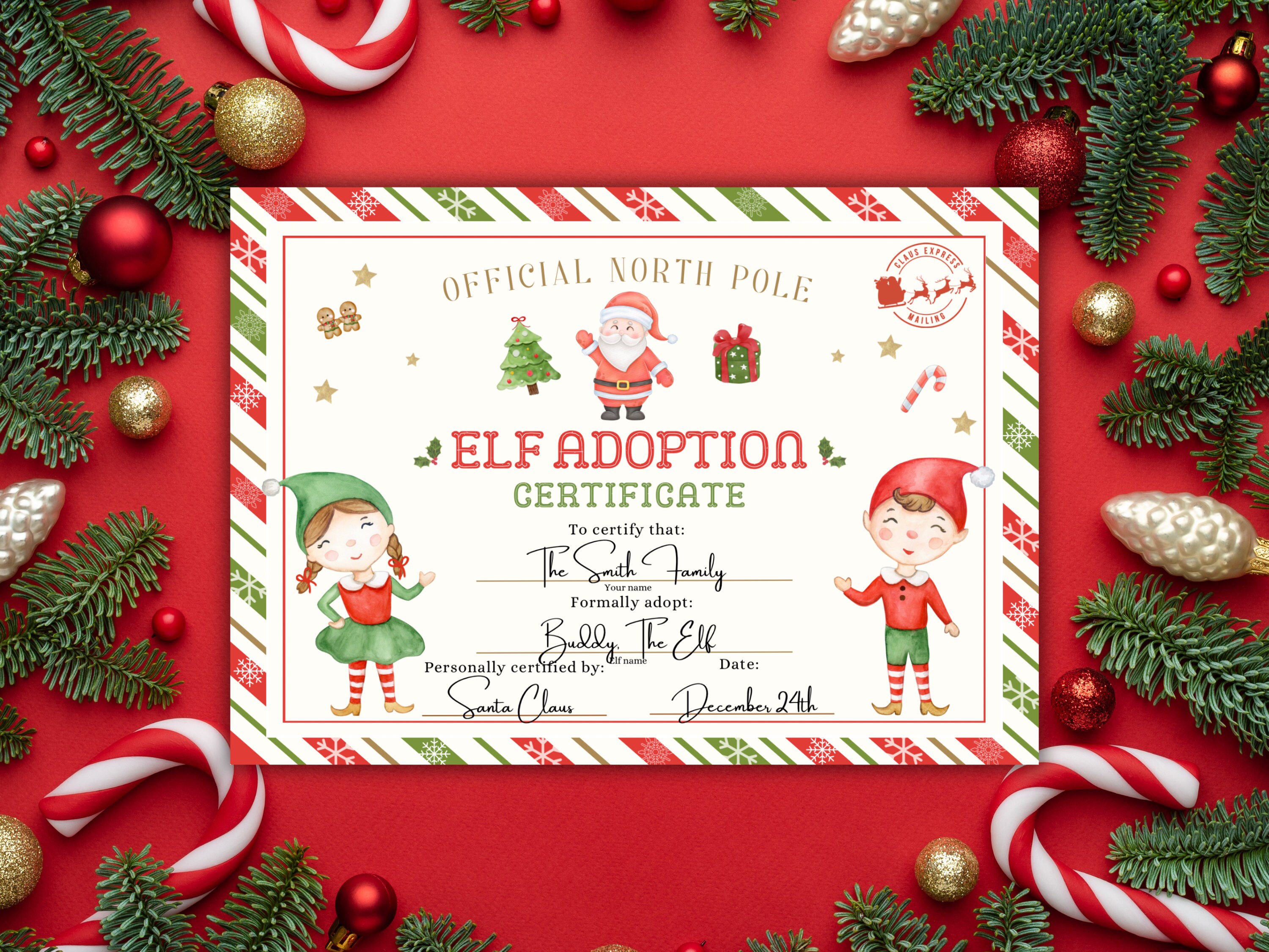 Editable Elf Adoption Certificate | Instant Download | Elf Adoption ...