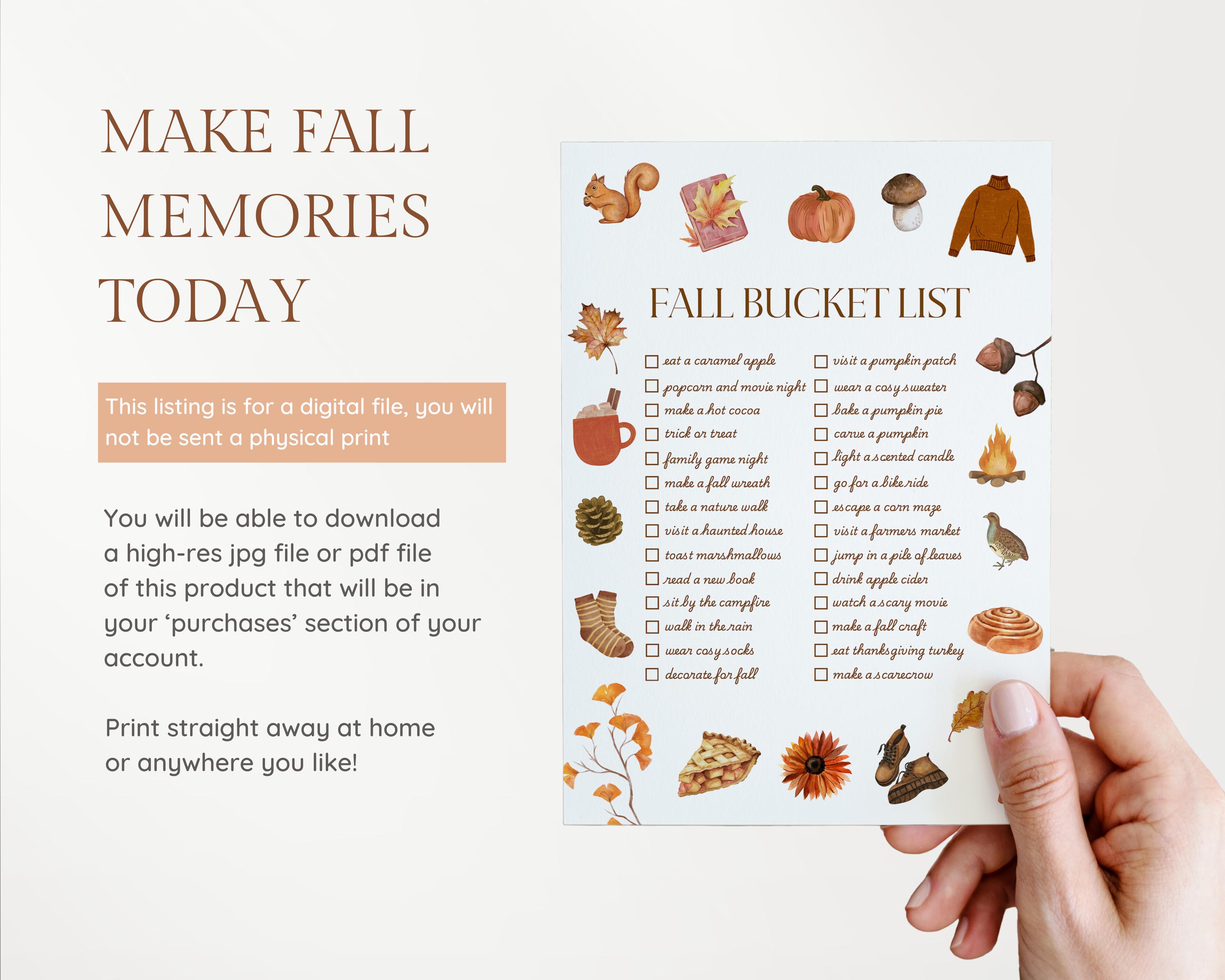 Fall Bucket List for Families, Fall Bucket List Printable, Editable ...